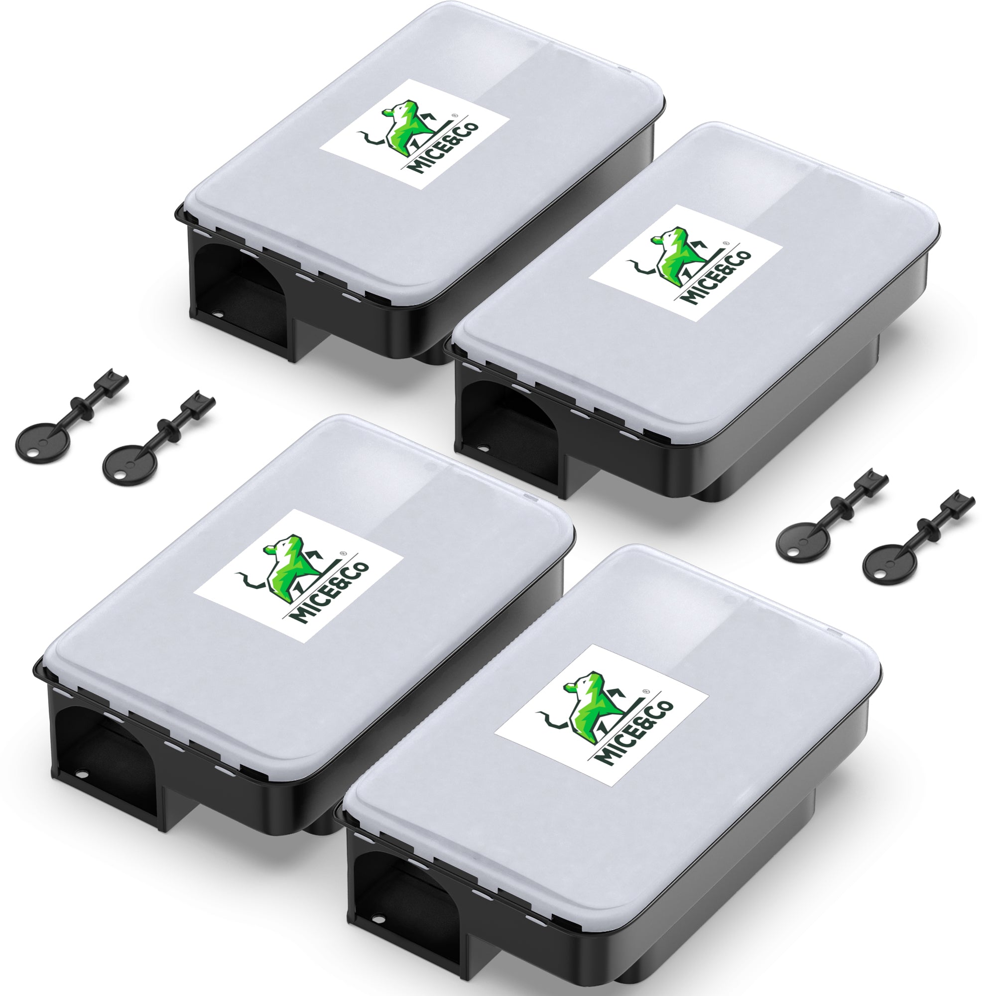 Rat Bait Stations with Transparent Lid – Pack of 4 Units – Mice&Co